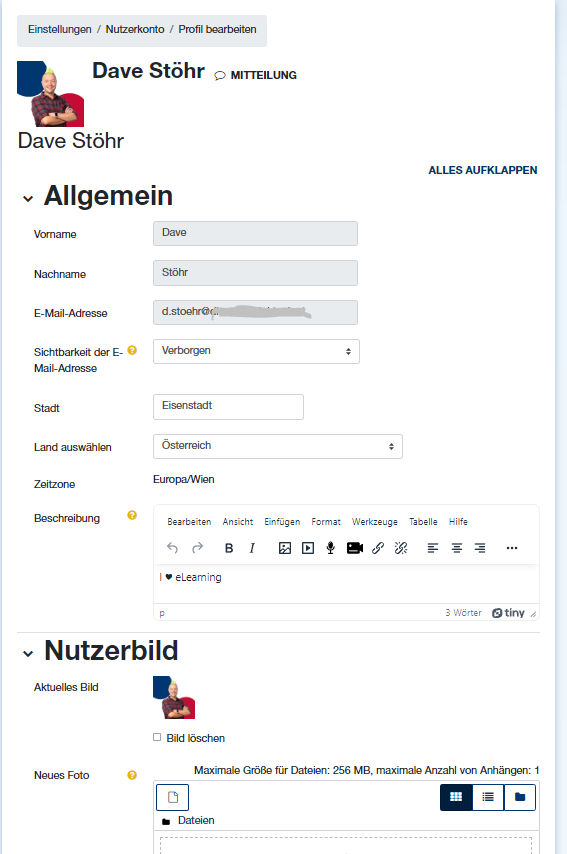 Ihr User:innenprofil | Moodle BFI Wien